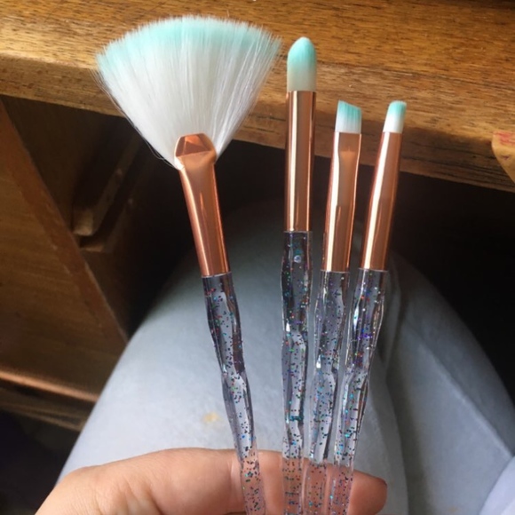 Makeup | 4 Piece Diamond Acrylic Glitter Makeup Brush Set | Poshmark